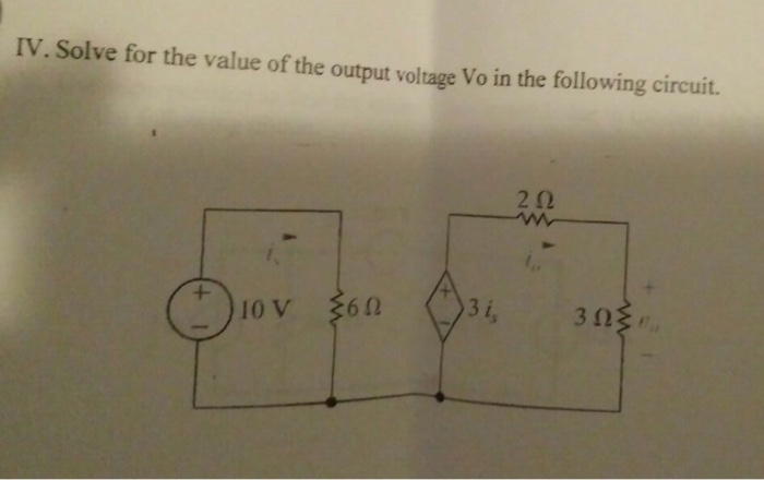 Solved Solve for the value of the output voltage V_o in the | Chegg.com