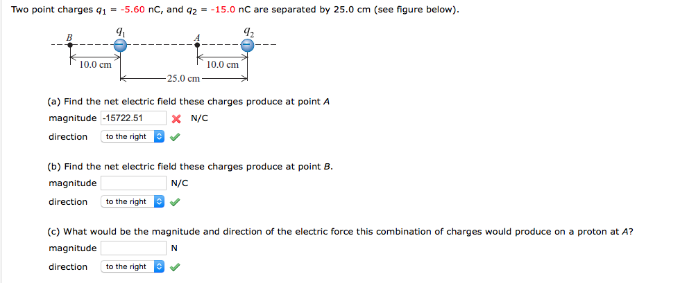 Solved Two point charges q1 = -5.60 nC, and q2 = -15.0 nC | Chegg.com