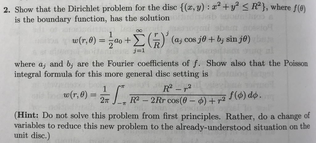 Solved 2. Show that the Dirichlet problem for the disc | Chegg.com