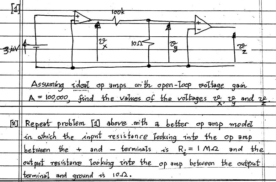 Solved Assuming ideal op amps with open-loop voltage gain A | Chegg.com