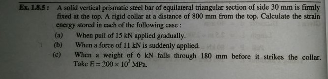 Solved A solid vertical prismatic steel bar of equilateral | Chegg.com