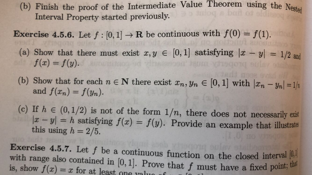Solved (b) Finish the proof of the Intermediate Value | Chegg.com