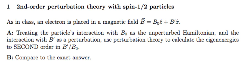 1 2nd Order Perturbation Theory With Spin 1 2