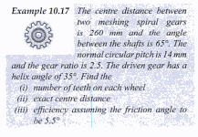 Solved The centre distance between two meshing spiral gears | Chegg.com