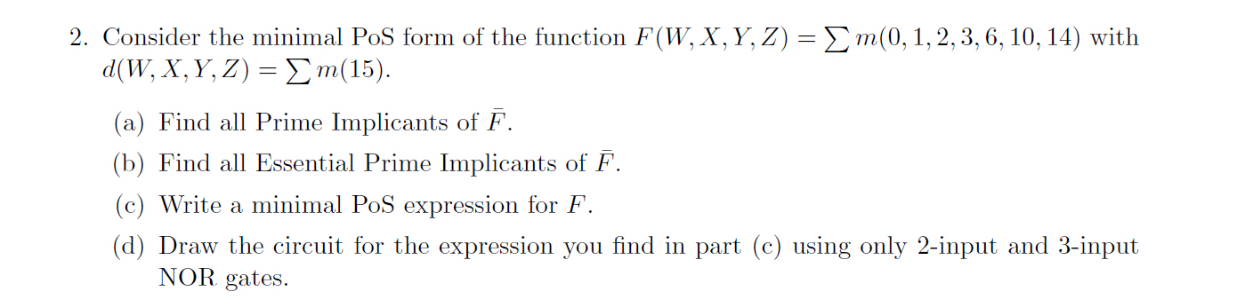 Solved Consider the minimal PoS form of the function | Chegg.com