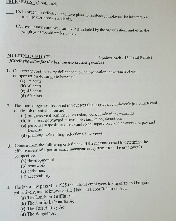 Solved HELP MATCHING QUESTIONS (1-20), AND TRUE/FALSE | Chegg.com