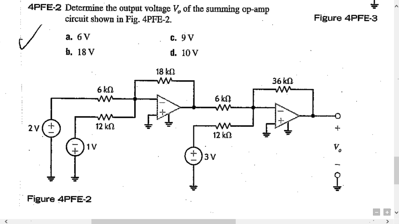 Solved Determine the output voltage V0 of the summing op-amp | Chegg.com