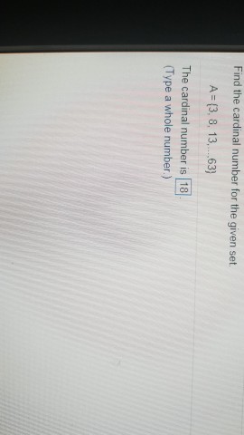 Solved Find the cardinal number for the given set. A = {3, | Chegg.com