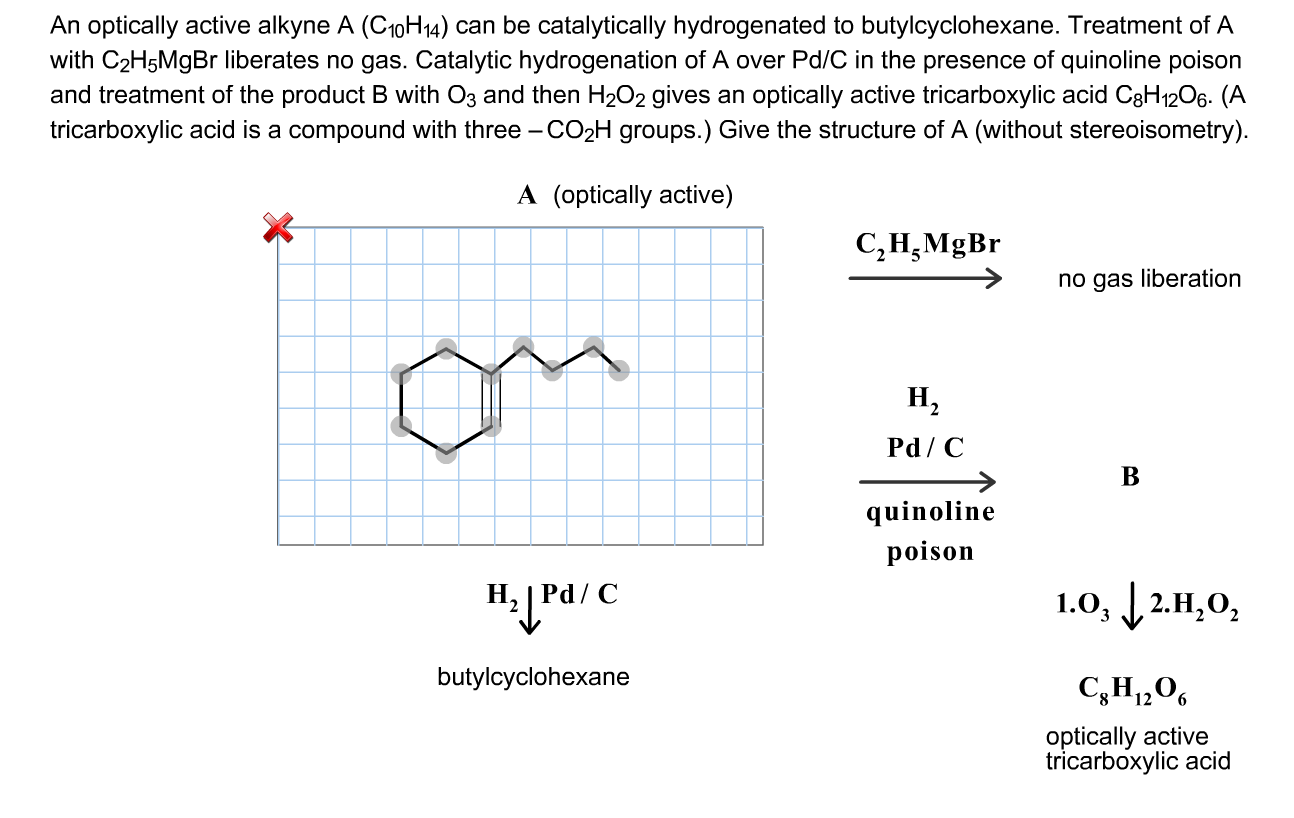 Solved An optically active alkyne A (C10H14) can be | Chegg.com