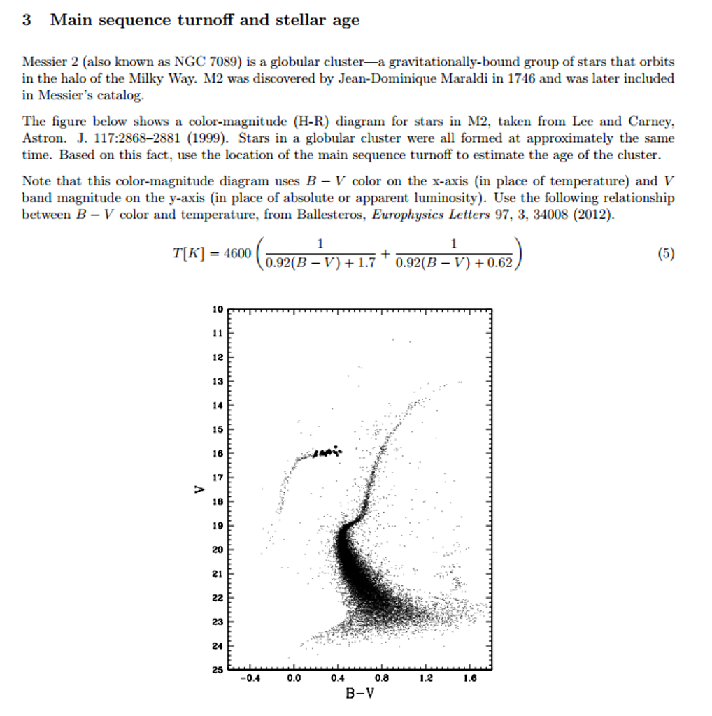 Main sequence turnoff and stellar age Messier 2 | Chegg.com