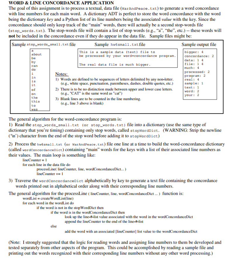 Solved WORD & LINE CONCORDANCE APPLICATION The goal of this | Chegg.com