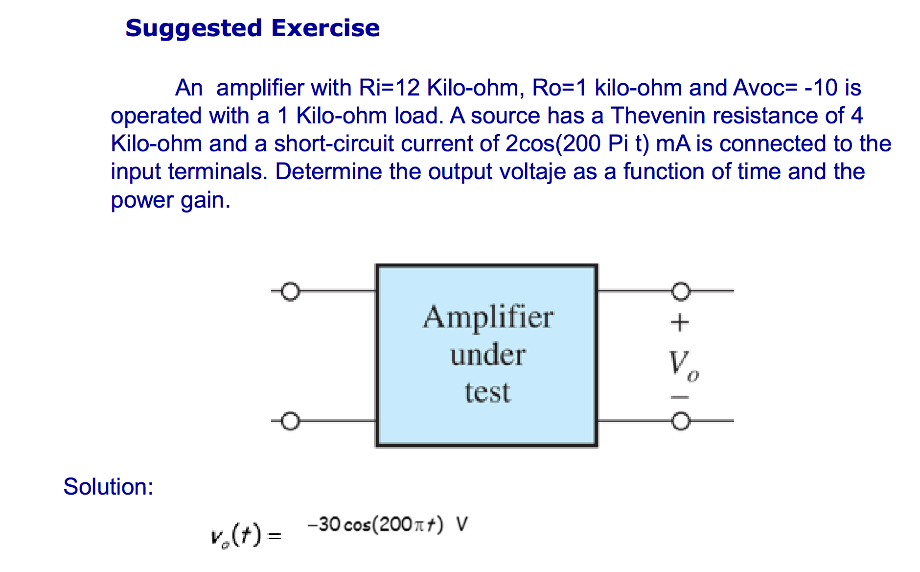 Solved An amplifier with Ri=12 Kilo-ohm, Ro=1 kilo-ohm and | Chegg.com