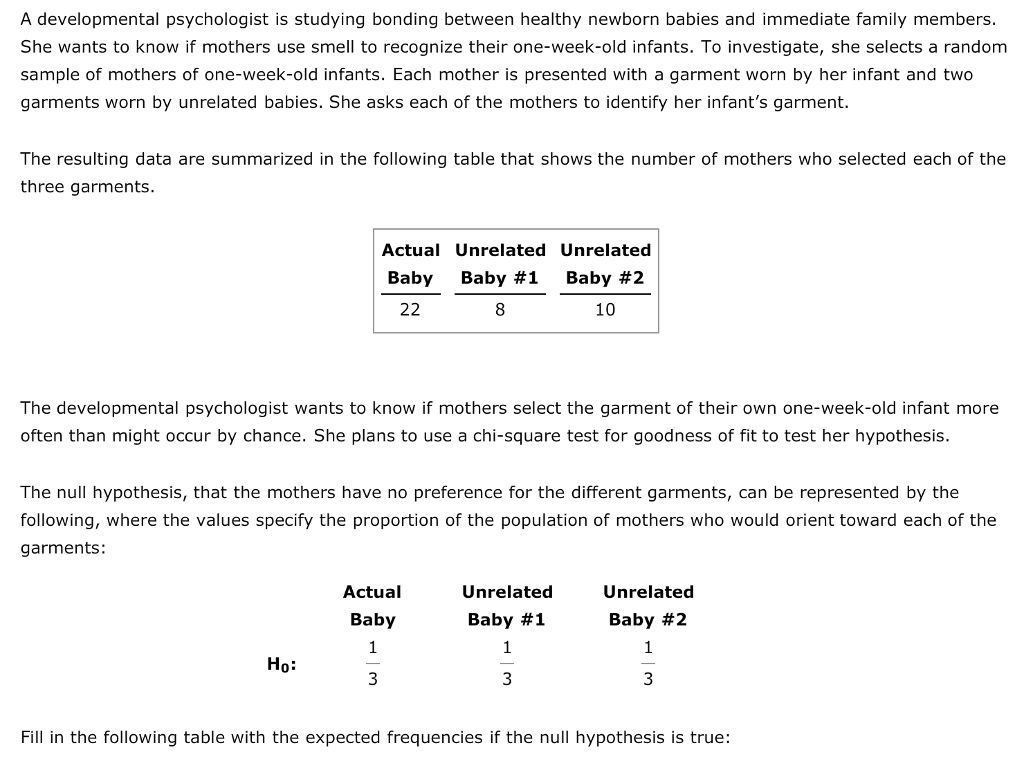 Solved A developmental psychologist is studying bonding | Chegg.com