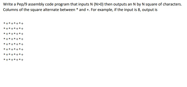 Solved Write a Pep/9 assembly code program that inputs N | Chegg.com Solved Write a Pep/9 assembly code program that inputs N | Chegg.com