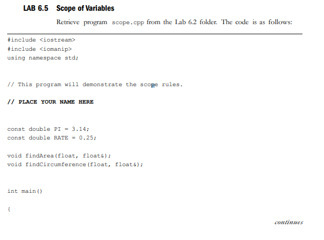 Solved LAB 6.5 Scope of Variables Retrieve program scope.cpp | Chegg.com