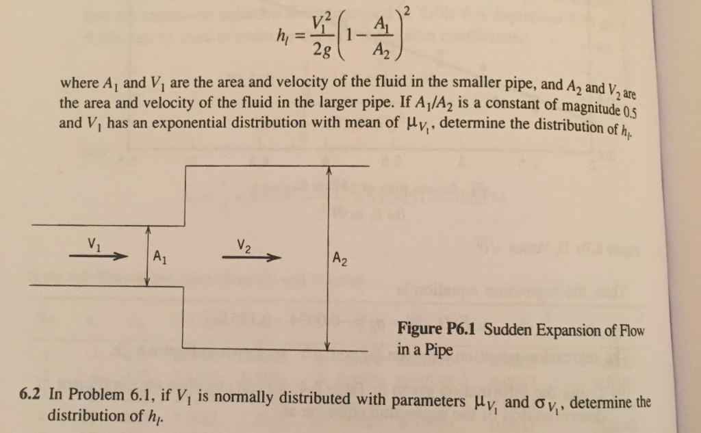 Solved h_l = V_1^2/2g(1 - A_1/A_2)^2 where A_1 and V_1 are | Chegg.com