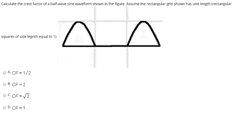 Solved Calculate the crest factor of a half-wave sine | Chegg.com