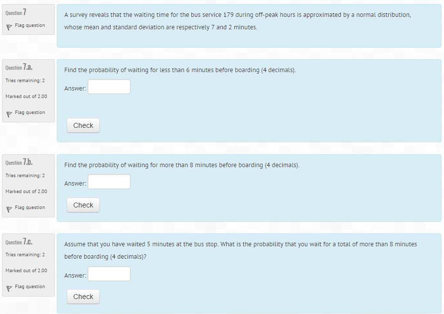 Solved A Survey reveals that the waiting time for the bus | Chegg.com