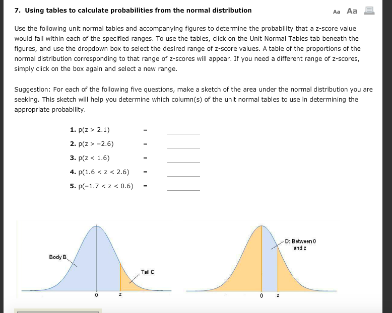 Solved 7. Using tables to calculate probabilities from the | Chegg.com