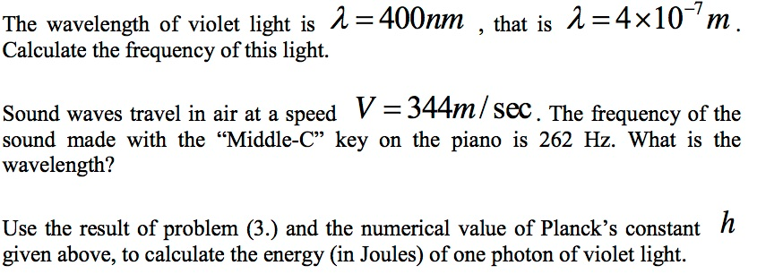Solved The wavelength of violet light is lambda = 400nm , | Chegg.com