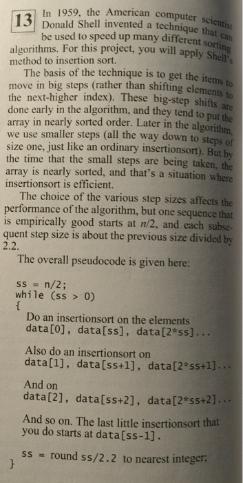 Solved In 1959. the American computer scientist Donald Shell | Chegg.com