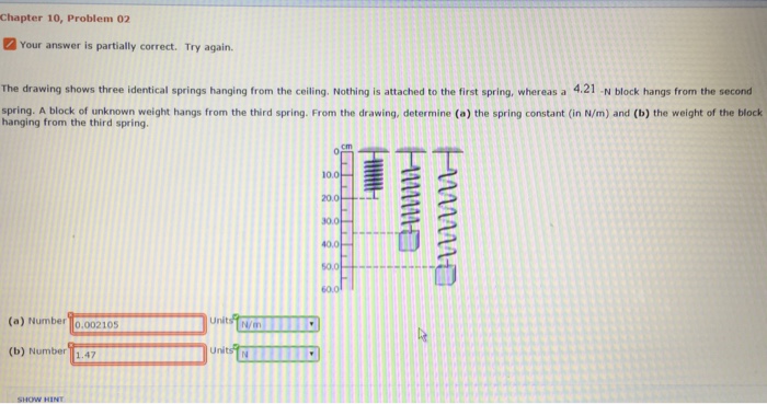 Solved The drawing shows three identical springs hanging | Chegg.com