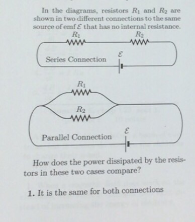 Solved In the diagrams, resistors R1 and R2 are shown in two | Chegg.com