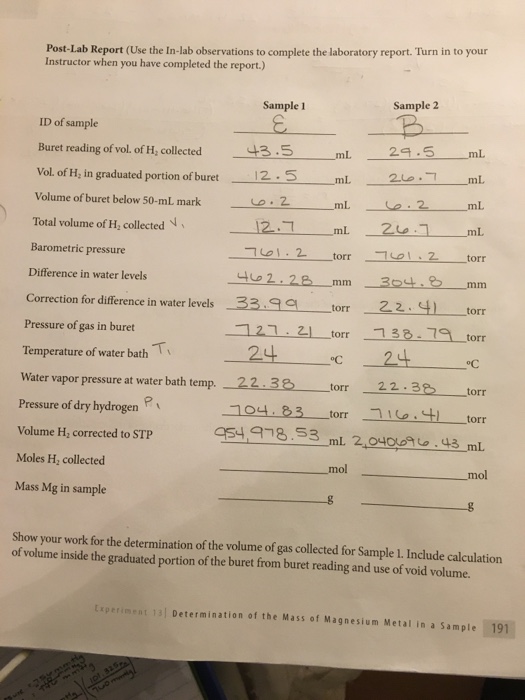 Solved Use the In-lab observations to complete the | Chegg.com