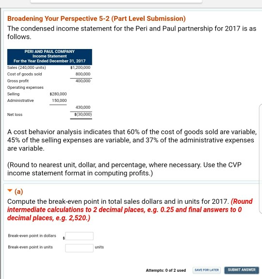 Solved Broadening Your Perspective 5-2 (Part Level | Chegg.com