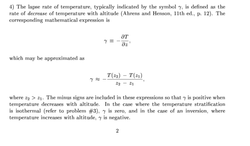 Solved 4) The lapse rate of temperature, typically indicated | Chegg.com