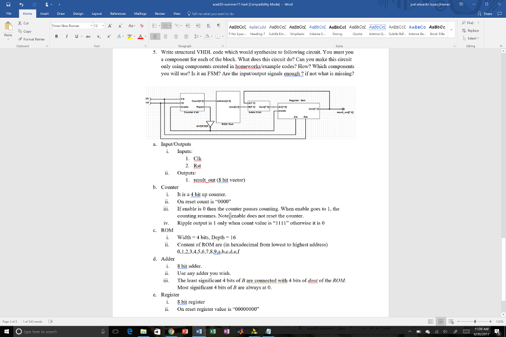 Write Structural Vhdl Code Which Would Synthesize To