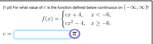 Solved For what value of C is the function defined below | Chegg.com