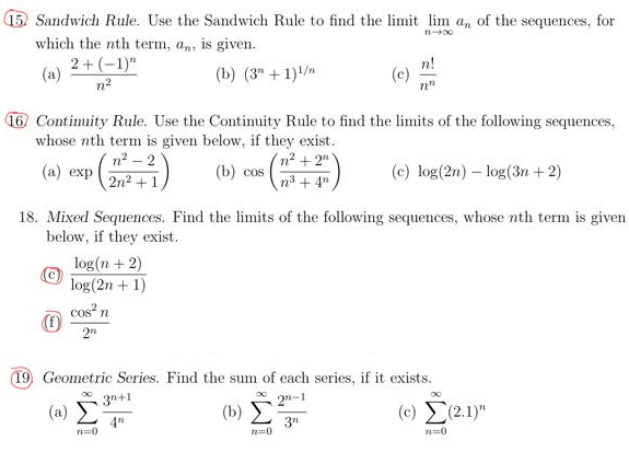 Sandwich Rule. Use the Sandwich Rule to find the | Chegg.com