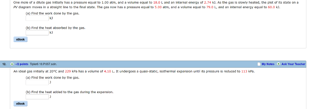 Solved One mole of a dilute gas initially has a pressure | Chegg.com