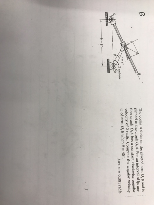 Solved The collar A slides on the pivoted arm O_1 B and is | Chegg.com