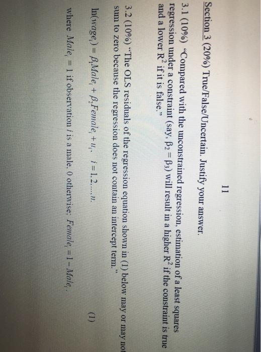 Solved Compared with the unconstrained regression, | Chegg.com