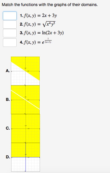 Solved Match the functions with the graphs of their domains. | Chegg.com