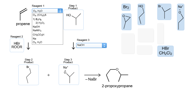 Solved Reagent 1 03, H20 os, (CHs2S propene 2) H202 NaAHA | Chegg.com