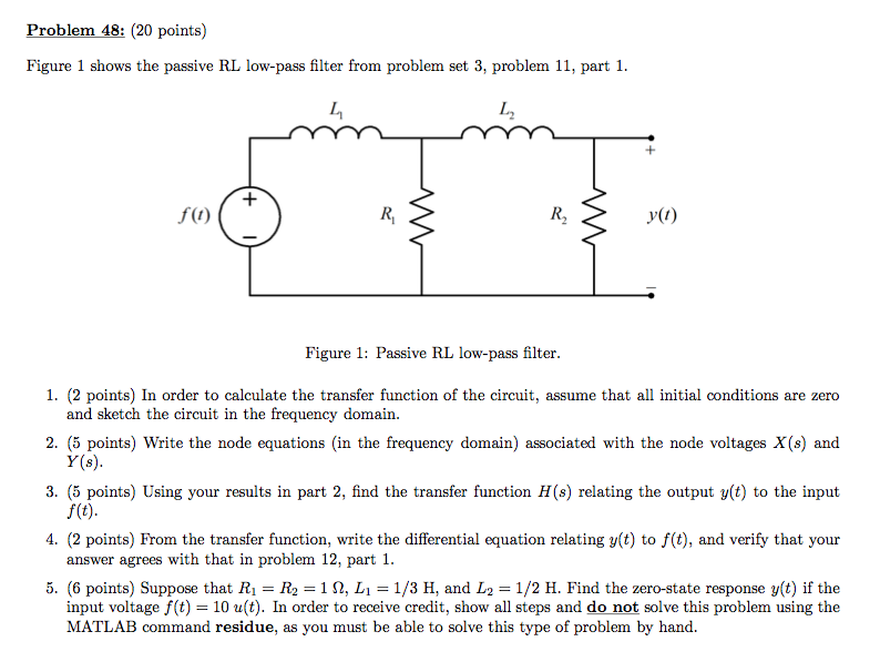 Solved Problem 48: (20 points) Figure 1 shows the passive RL | Chegg.com