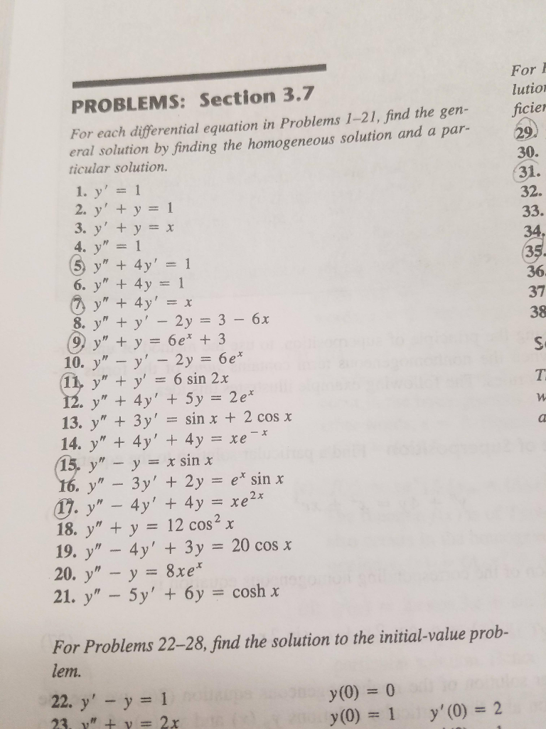 Solved For lution PROBLEMS: Section 3.7 For each | Chegg.com