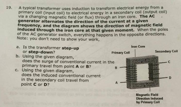 Solved A typical transformer uses induction to transform | Chegg.com