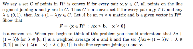 Solved We say a set C of points in Rn is convex if for every | Chegg.com