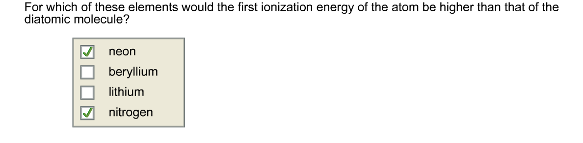 Solved For which of these elements would the first | Chegg.com