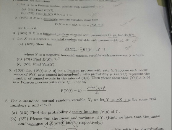 Let X Be a Poisson Random Variable With Parameter Let X Be a Poisson Random Variable With Parameter