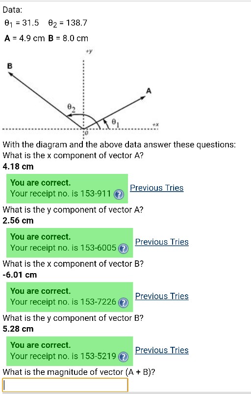 Solved Data 01 31.5 82-138.7 A -4.9 cm B- 8.0 cm +X 0 With | Chegg.com