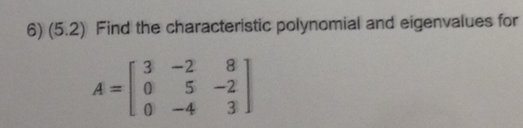 Solved Find the characteristic polynomial and eigenvalues | Chegg.com