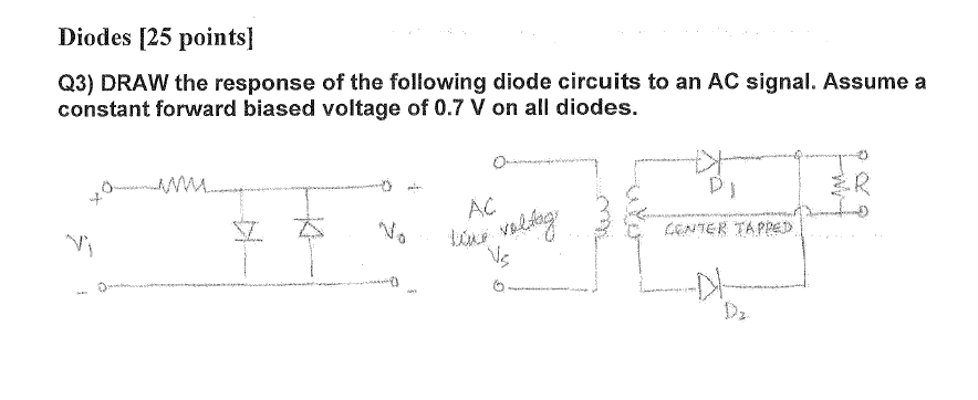 Solved DRAW the response of the following diode circuits to | Chegg.com