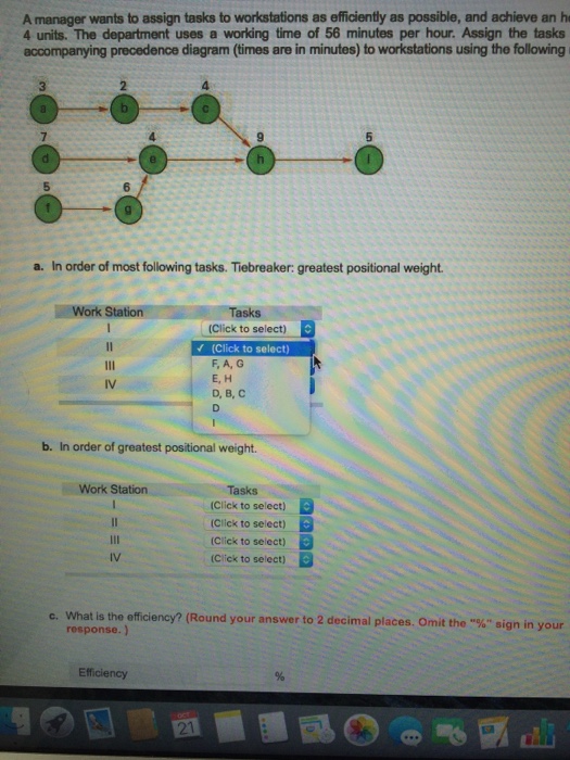 Solved A manager wants to assign tasks to workstations as | Chegg.com