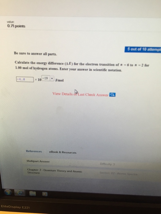 Solved Calculate the energy difference (Delta E) for the | Chegg.com
