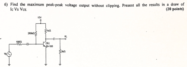 Solved Find the maximum peak-peak voltage output without | Chegg.com